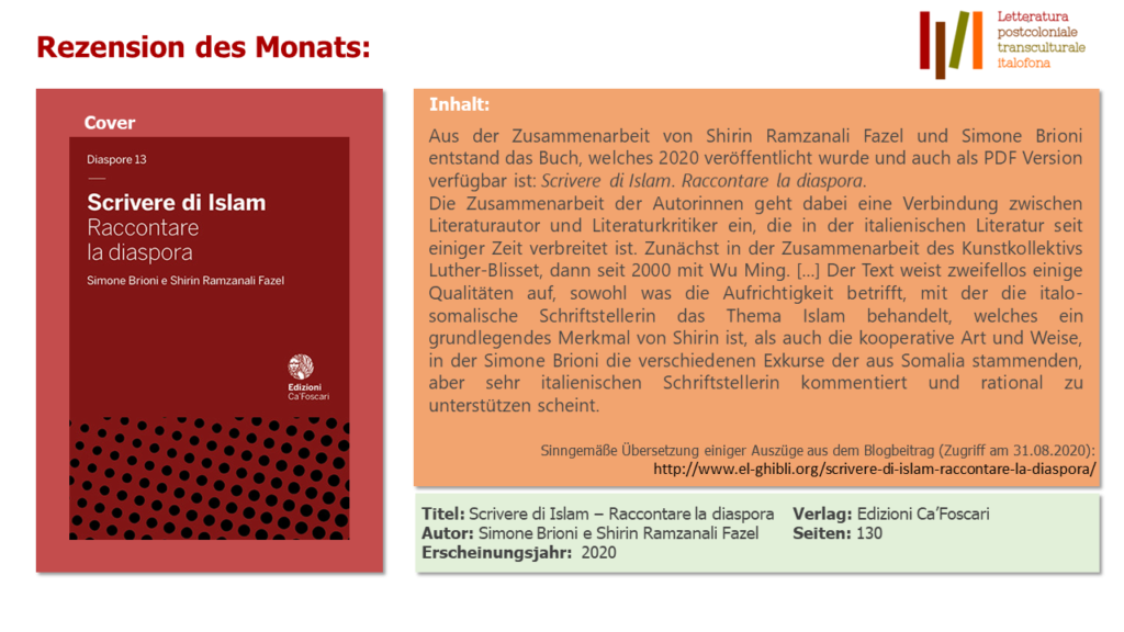 Rezension des Monats August: Scrivere di Islam von Simone Brioni ...