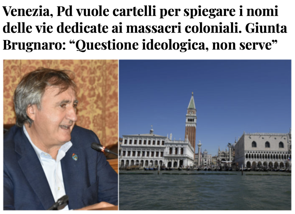 Venedig: Die Namen der Straßen, die den kolonialen Massakern gewidmet ...